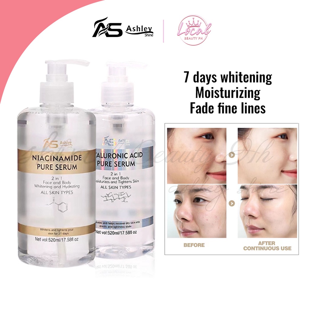 Ashley Shine ACID Hyaluronic+NIACINAMIDE Pure Serum Strong Whitening Moisturizing Skin 2*520ml ...