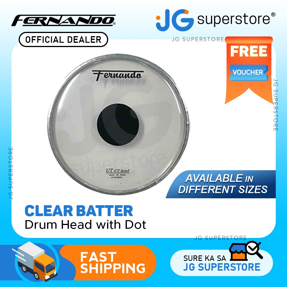 Fernando Ambassador Clear Batter Bass Drum Head with Black Padded Dot ...
