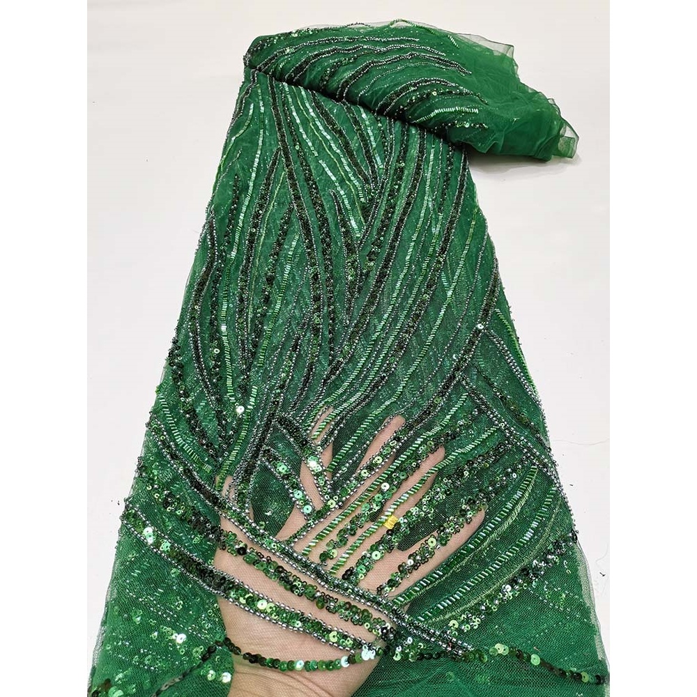 Green Lace Gauze Hand-Beaded Beaded Tube Embroidered Cloth Sequined ...