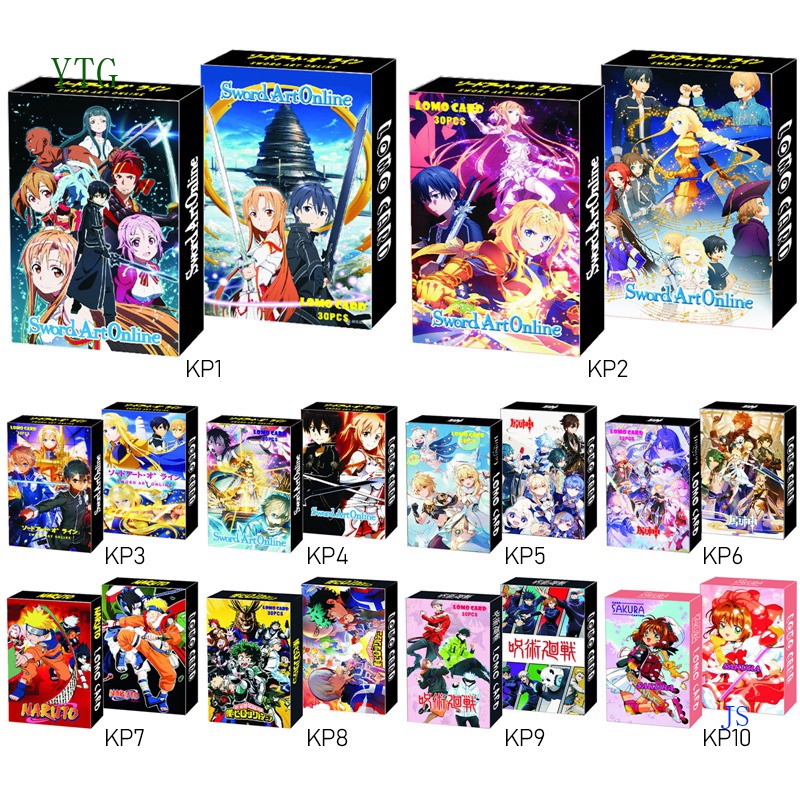 YTG 30pcs/set Anime Sword Art Online Genshin Card Captor NARUTO Jujutsu ...