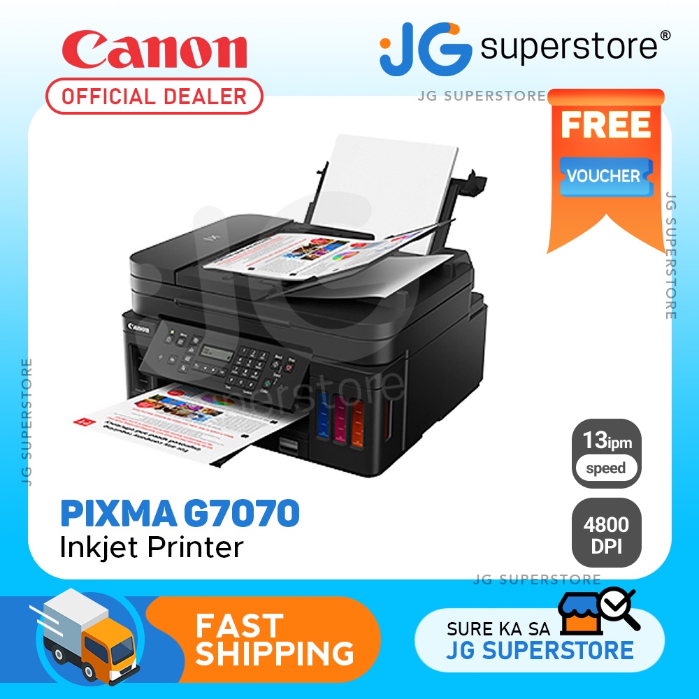 Canon PIXMA G7070 Wireless Refillable Inkjet Printer with 4800x1200DPI ...