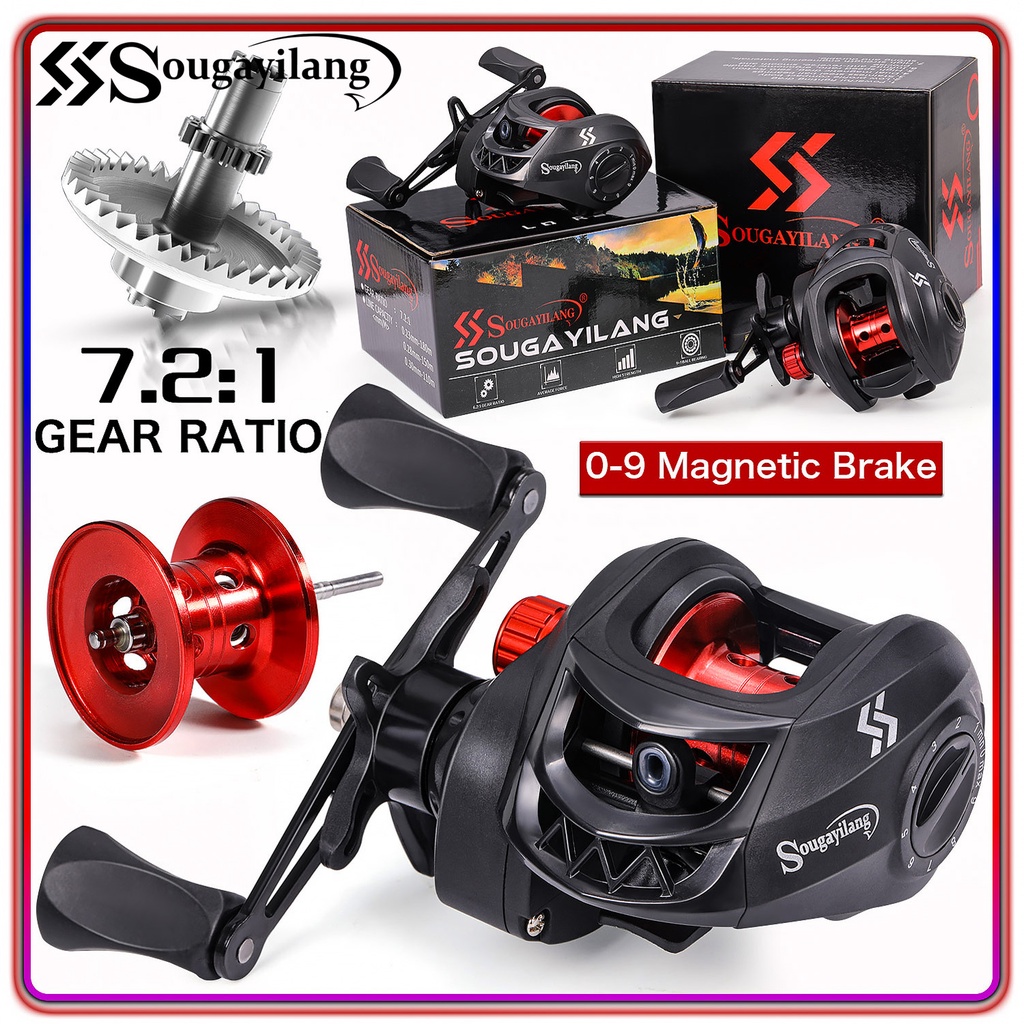 Sougayilang Fishing Reel 7.2:1 Gear Ratio Aluminum Spool Casting ...
