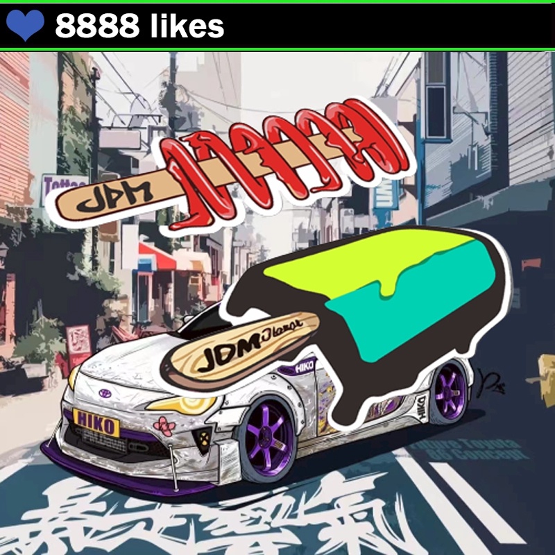 Car JDM Style Decals Japan JDM Ice Cream Sticker Car Styling Vinyl Tape ...