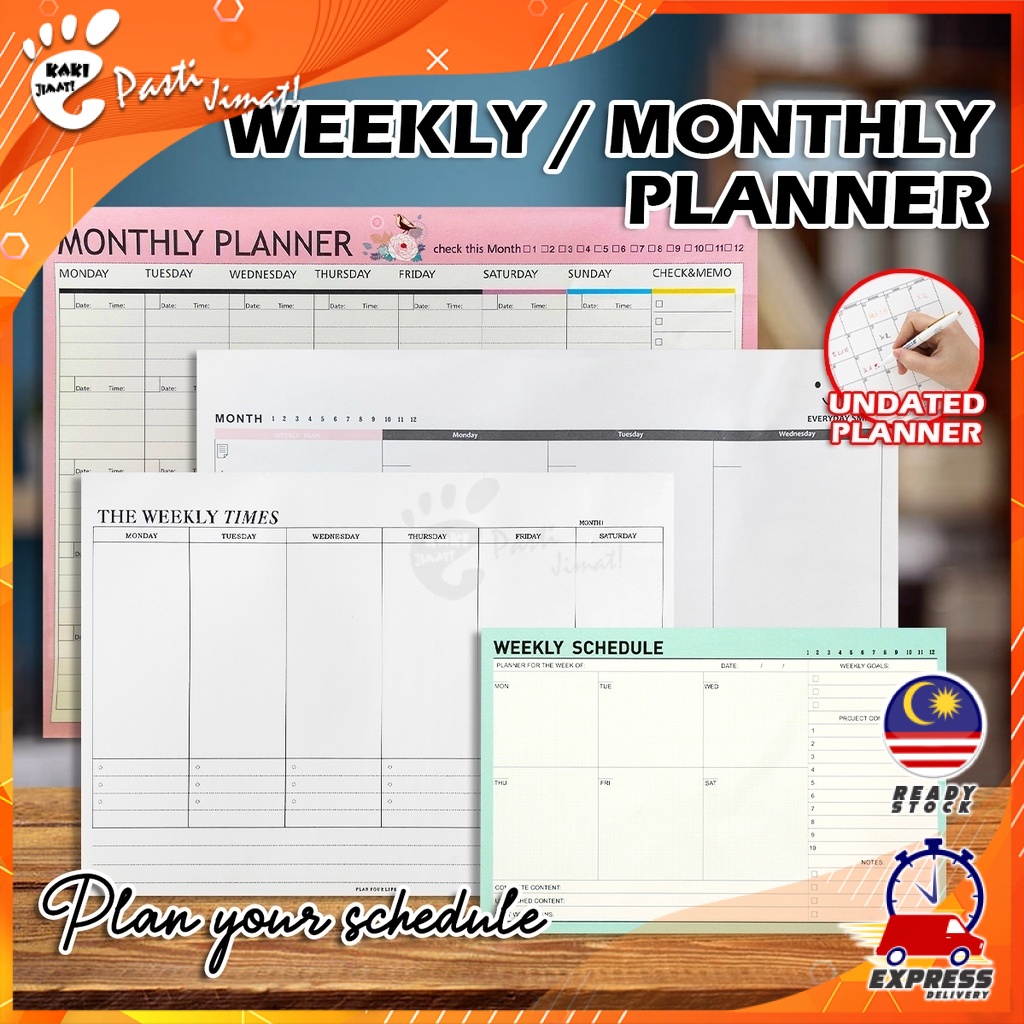 Kaki Jimat Undated Daily / Weekly / Monthly Planner Plan Chart Schedule ...
