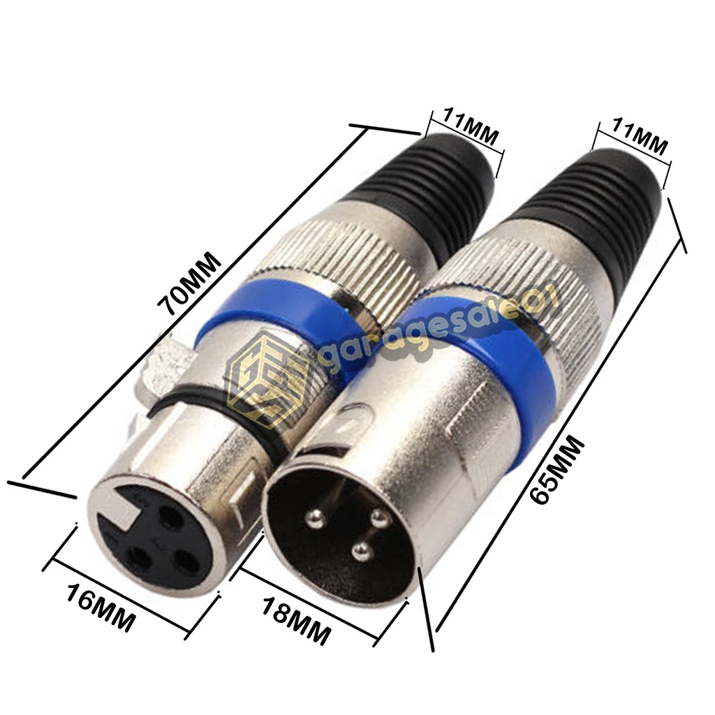(1-SET) XLR 3 Pin Female Male MIC Jack Plug Audio Microphone Cable Connector | Shopee Philippines