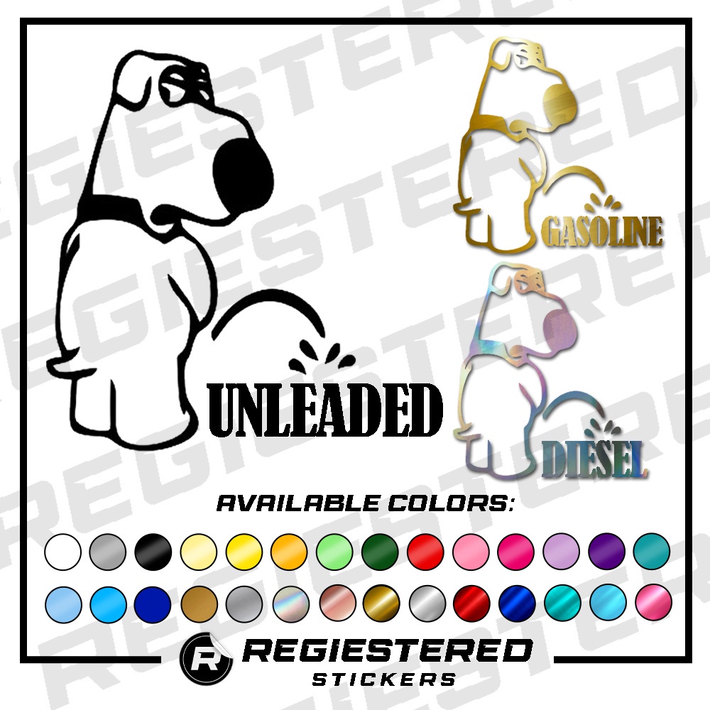 Dog Peeing Unleaded Gasoline Diesel Fuel Vinyl Decal Sticker Waterproof ...