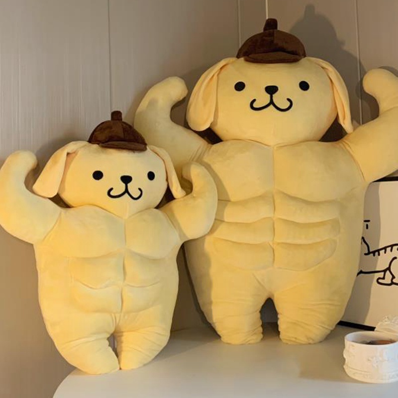 Sanrio Muscular Pom Pom Purin With Pecs and Abs Plush Toy Lovely Stuffed Animal Strong Dog Doll ...