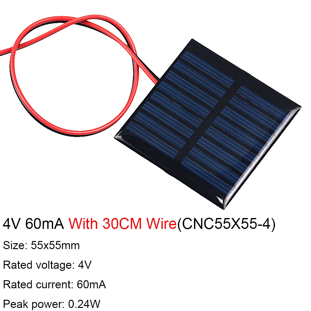 1PCS 4V 5V 5.5V Solar Panel With 30CM 100CM 200CM Wire Mini Solar ...