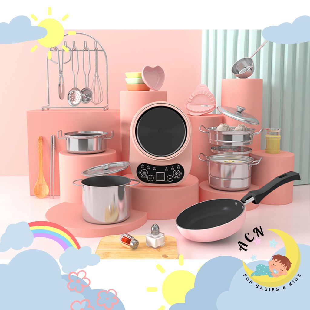 Real Cooking Set for Kids Kitchen toy set Utensils Pretend Play Kids ...