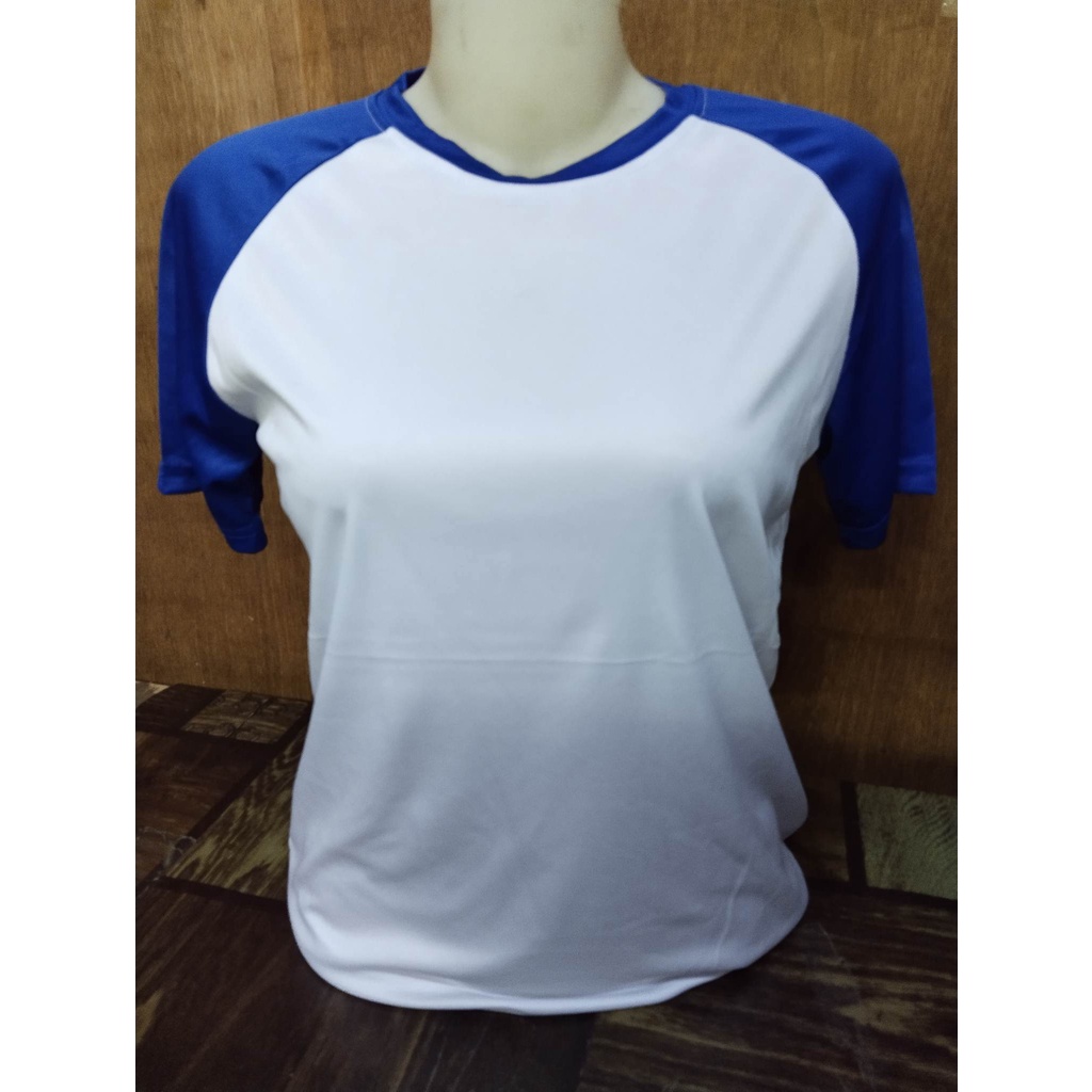 RAGLAN Royal Blue n White ACTIVE T/S SHORT Sleeve sports material ...