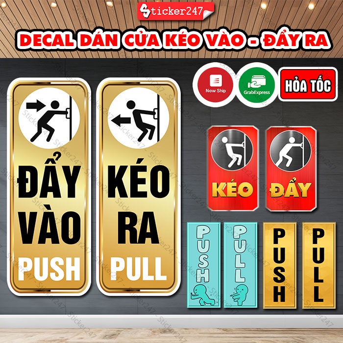 Pull Push Panel Decal Waterproof Push Pull Panel Decal for Glass, Wood ...