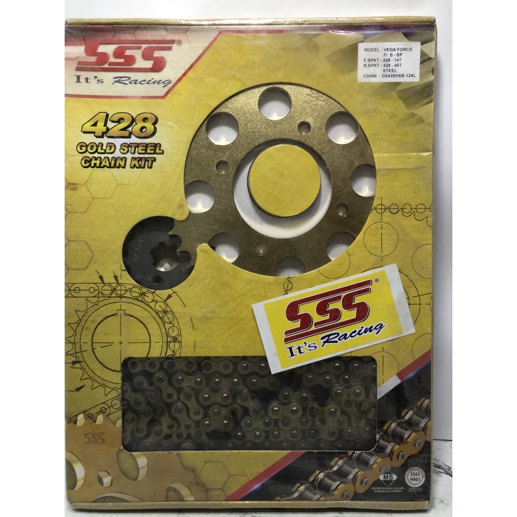 SSS chain set steel gold yamaha vega force FI | Shopee Philippines