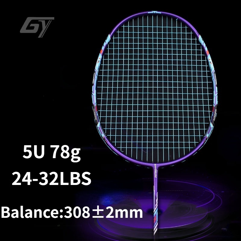 GY 5U 78g High Rigidity Carbon Fiber Badminton Racket Attack Offensive ...