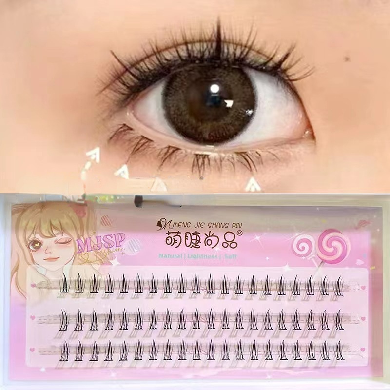 3 Rows Small Crescent Lower Eyelashes Natural Soft Air False Eyelashes ...