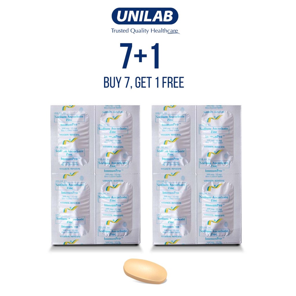 IMMUNPRO 7+1 Tablets Ascorbic Acid Zinc 500 mg / 10 mg | Shopee Philippines