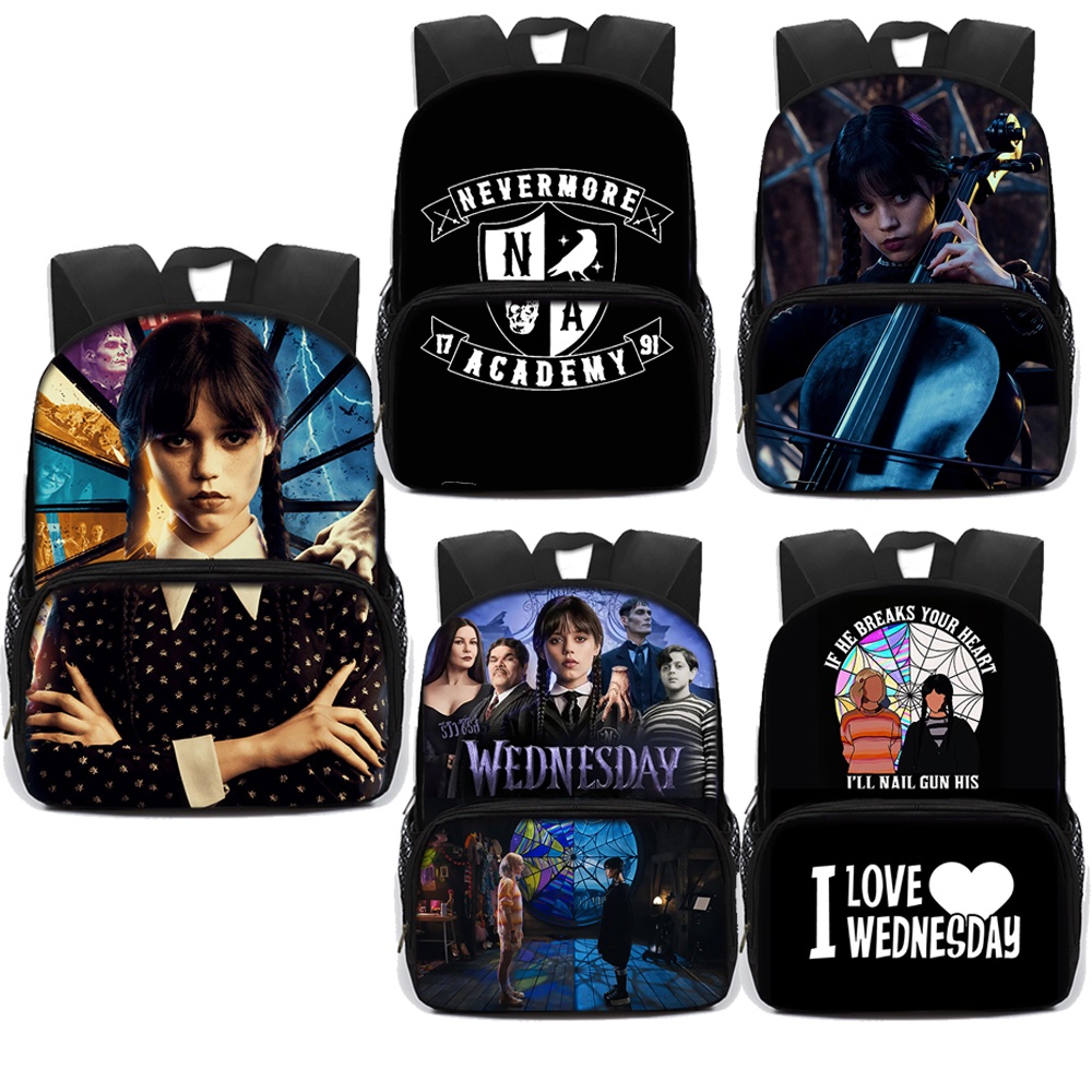Wednesday Addams and Enid Children School Bags Gothic Girls Nevermore ...