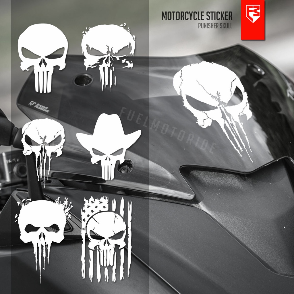 Punisher Skull Series Motorcycle Sticker for nmax pcx adv beat scoopy ...