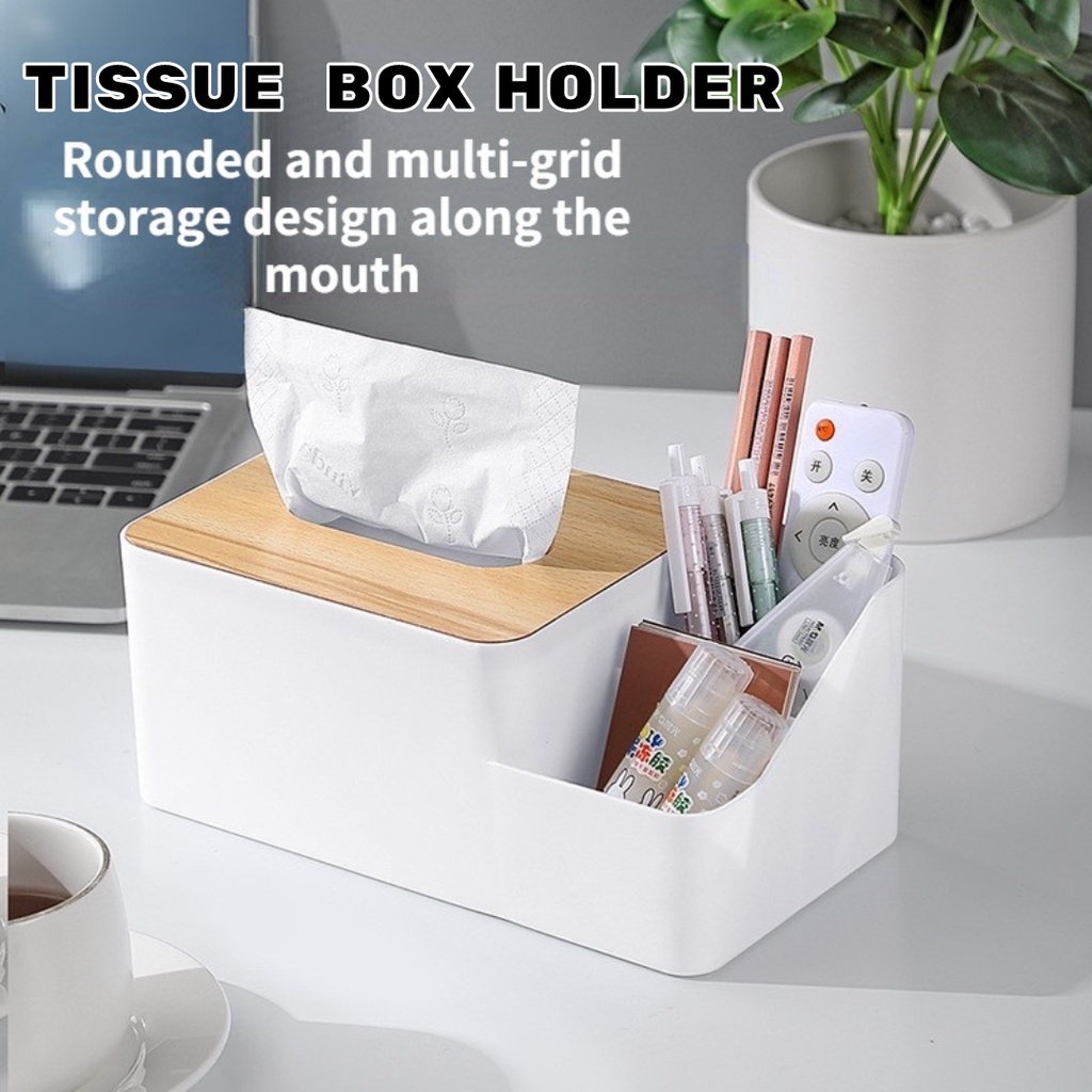 White Tissue Holder Wooden Tissue Box With Cover Desktop Tissue ...