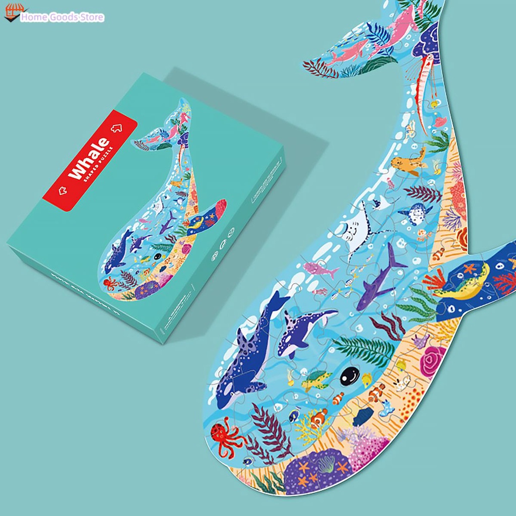 50Pcs Whale Jigsaw Puzzle for Kids Paper Whale Shaped Ocean Theme ...