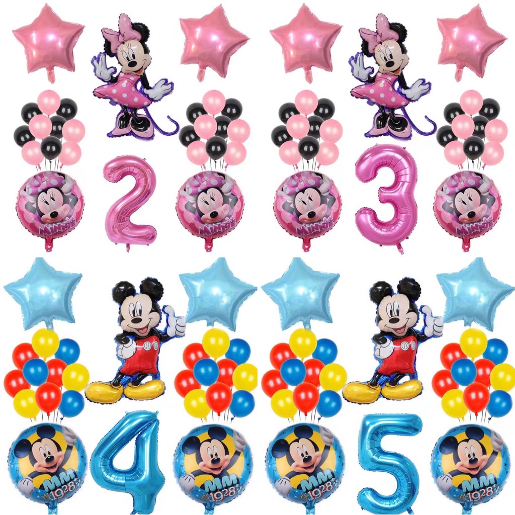 26pcs Disney Theme Mickey Mouse Latex Balloons Set Mickey Minnie ...