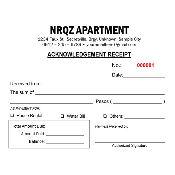 CUSTOMIZED CARBONIZED RENTAL RECEIPT 4x7 size | Shopee Philippines