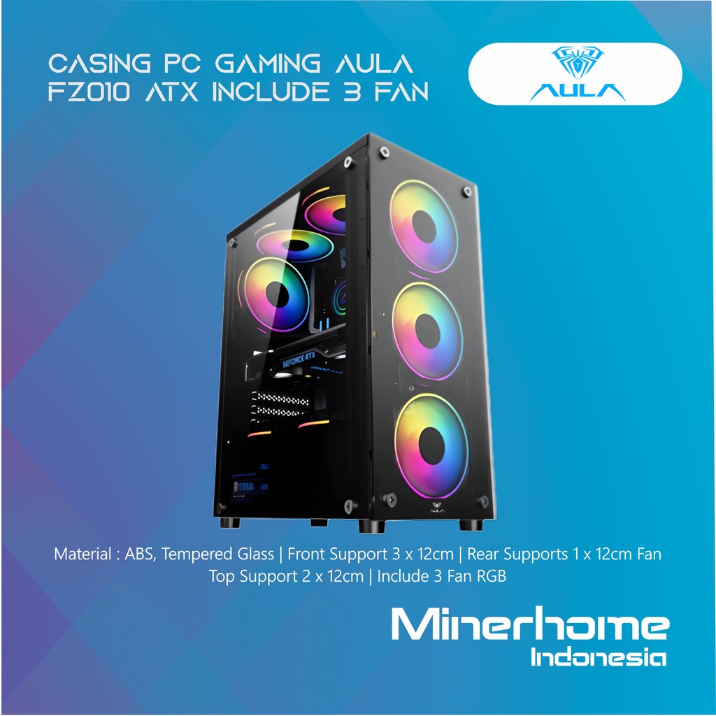 AULA FZ010 ATX Gaming PC Case includes 3 RGB Fans - AULA FZ 010 Casing ...