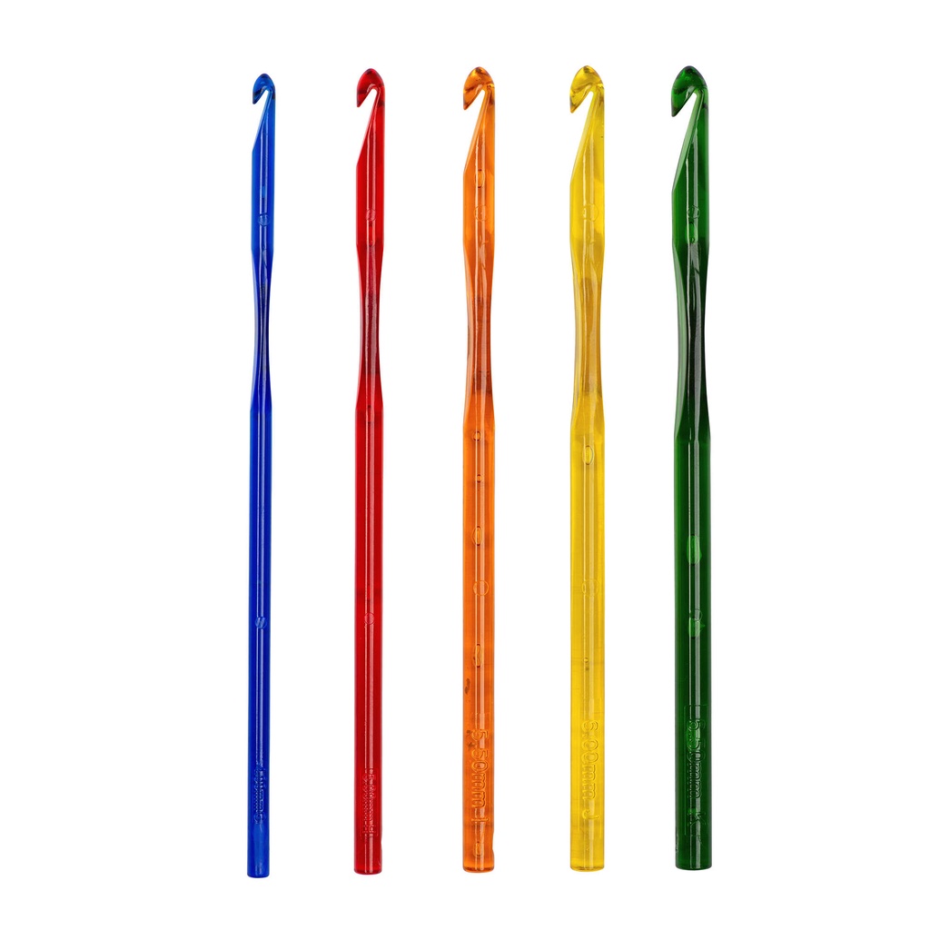 Susan Bates Crystalites Crochet Hook Set Of 5 Plastic Crocheting Hooks ...