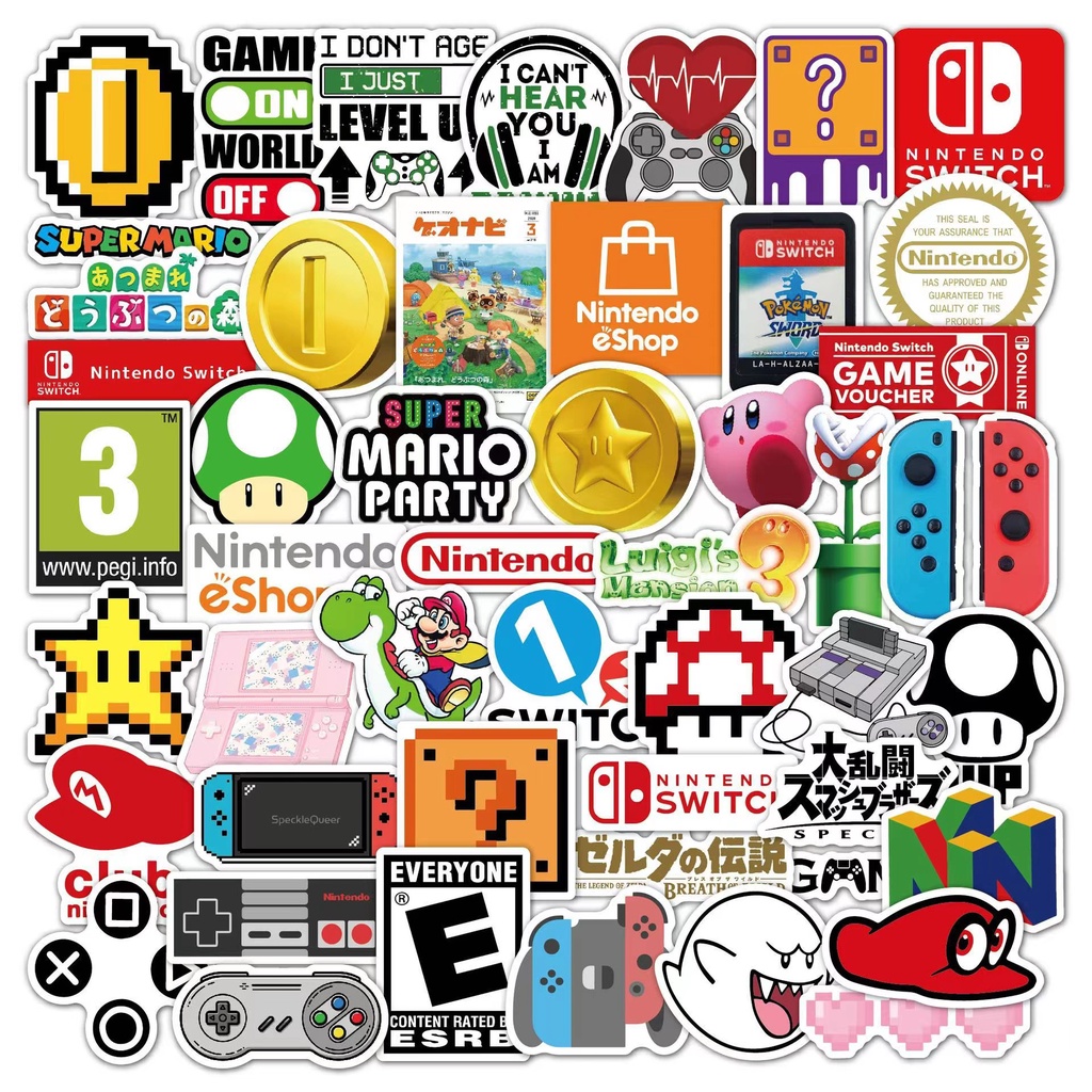 【50pcs】Nintendo Sticker Switch Waterproof Stickers Cartoon Sticker Diy ...
