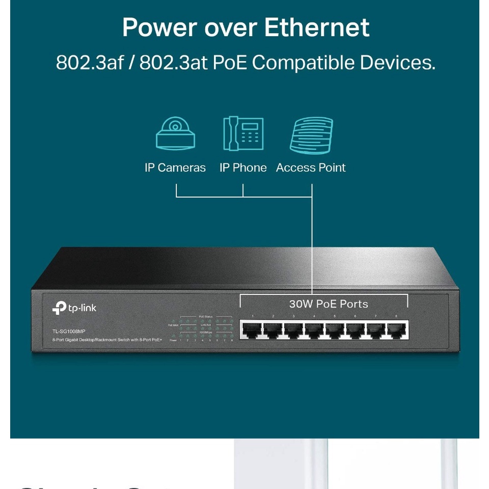 TP-Link TL-SG1008MP - 8 Ports Gigabit Plug and Play Desktop / Rackmount ...
