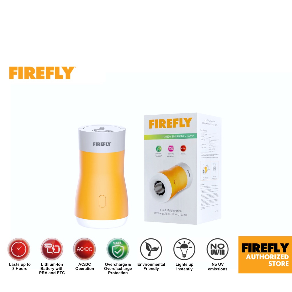 Firefly 3-in-1 Multifunction Rechargeable LED Torch Lamp Light FEL565 | Shopee Philippines