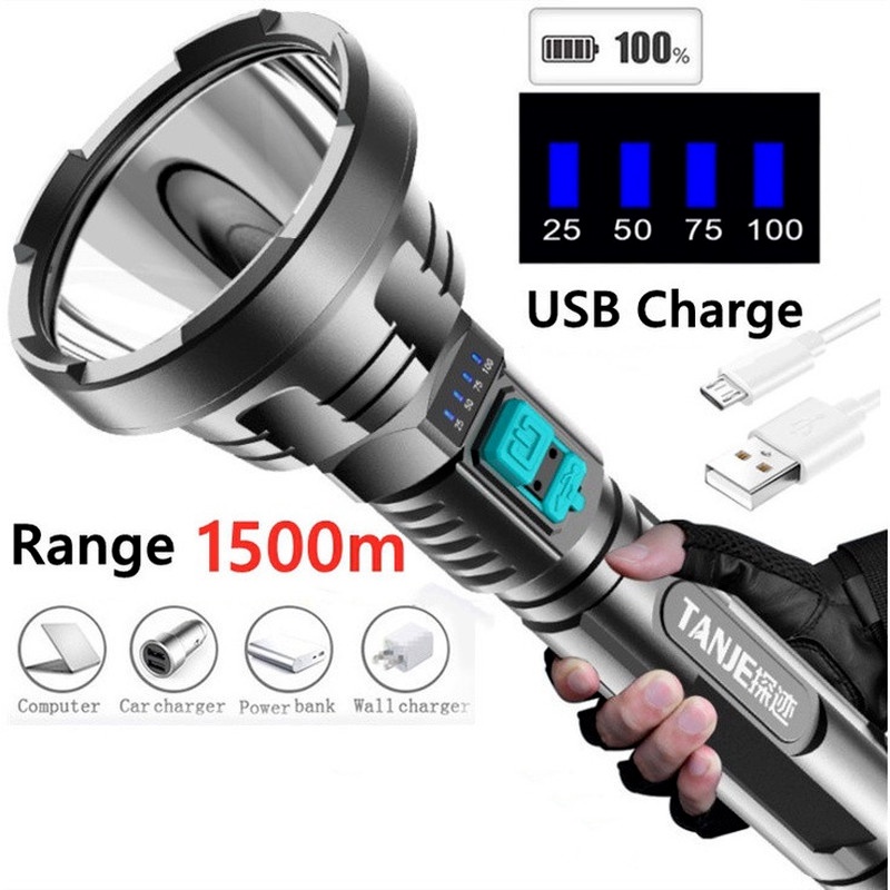 Led torch light powerful original flashlight rechargeable torchlight ...