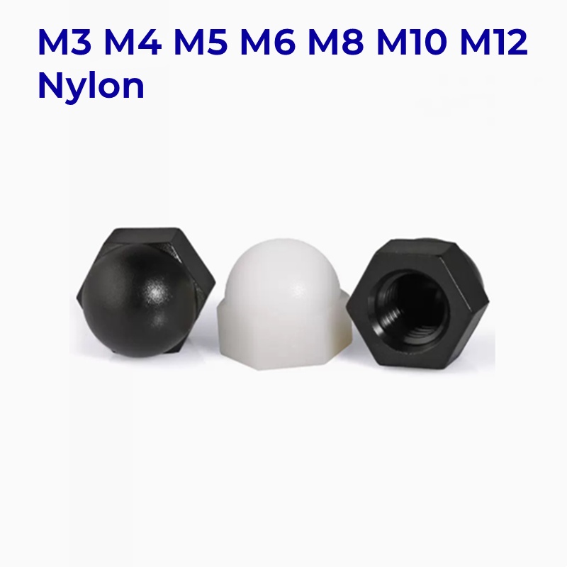5/10/30/50pcs M3 M4 M5 M6 M8 M10 M12 Black White Nylon Cap Nuts Plastic ...