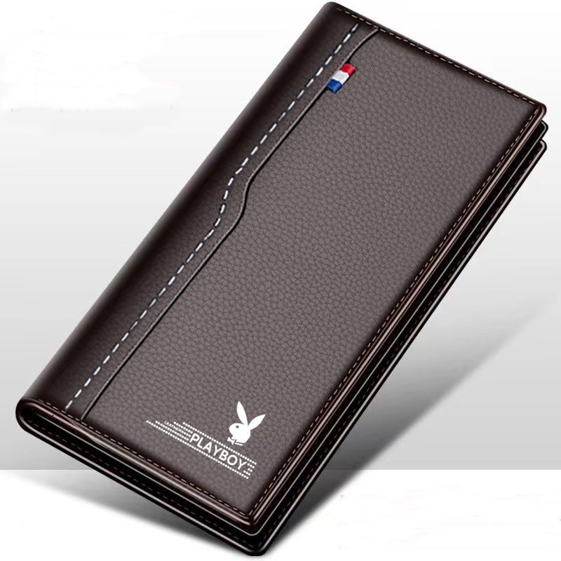 Men's long wallet leather multi-position thin soft leather wallet ...