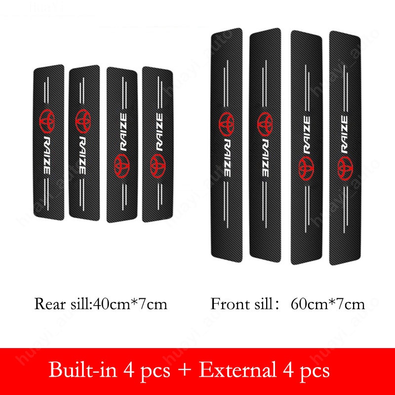 Toyota Raize Car Door Sill Sticker Anti-Scratch Carbon Fiber leather ...