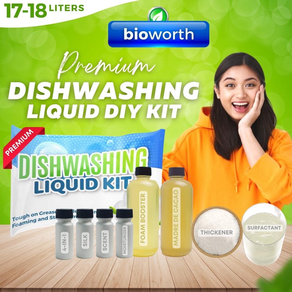 Bioworth Premium Dish Liquid Soap Kit 17-18 Liters Yield DIY Dishwashing Anti Bacterial Non ...
