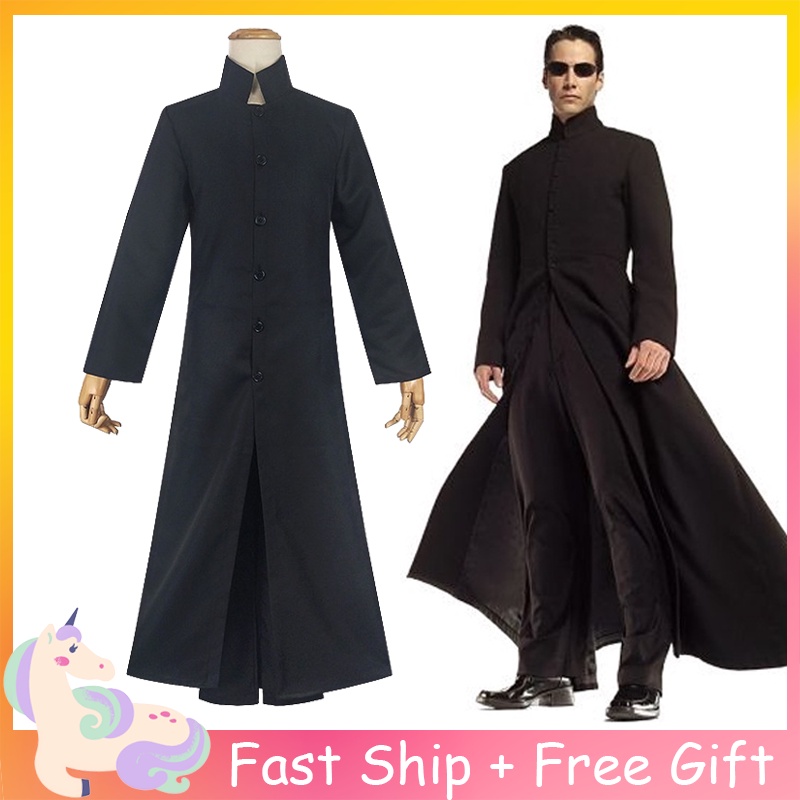 Neo Trench The Matrix Neo Cosplay Costume Black Windbreaker Coat Pants ...