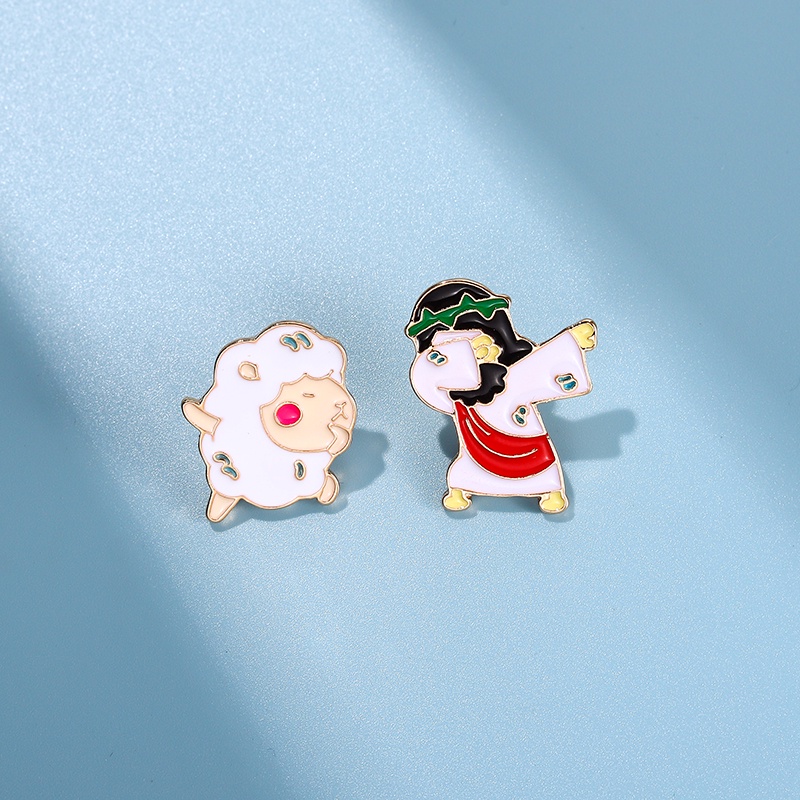 Cartoon Cute Sheep Enamel Pins Girl Brooch Jesus Pin Lapel Badges ...