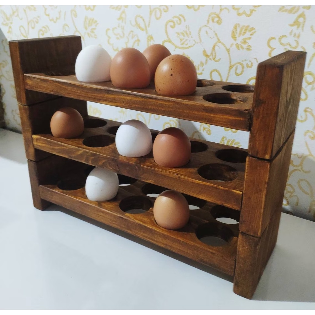 Farmhouse Stackable Wood Egg Holder Egg Storage Fresh Egg Storage Egg ...
