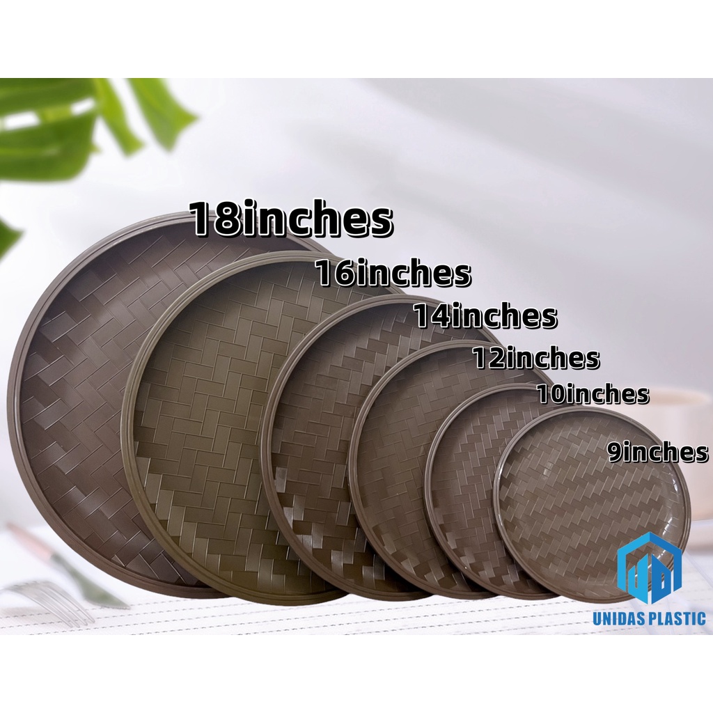 Plastic Bilao (makapal) Food plate Glass A/Color Brown 9"10"12"14"16"18 ...