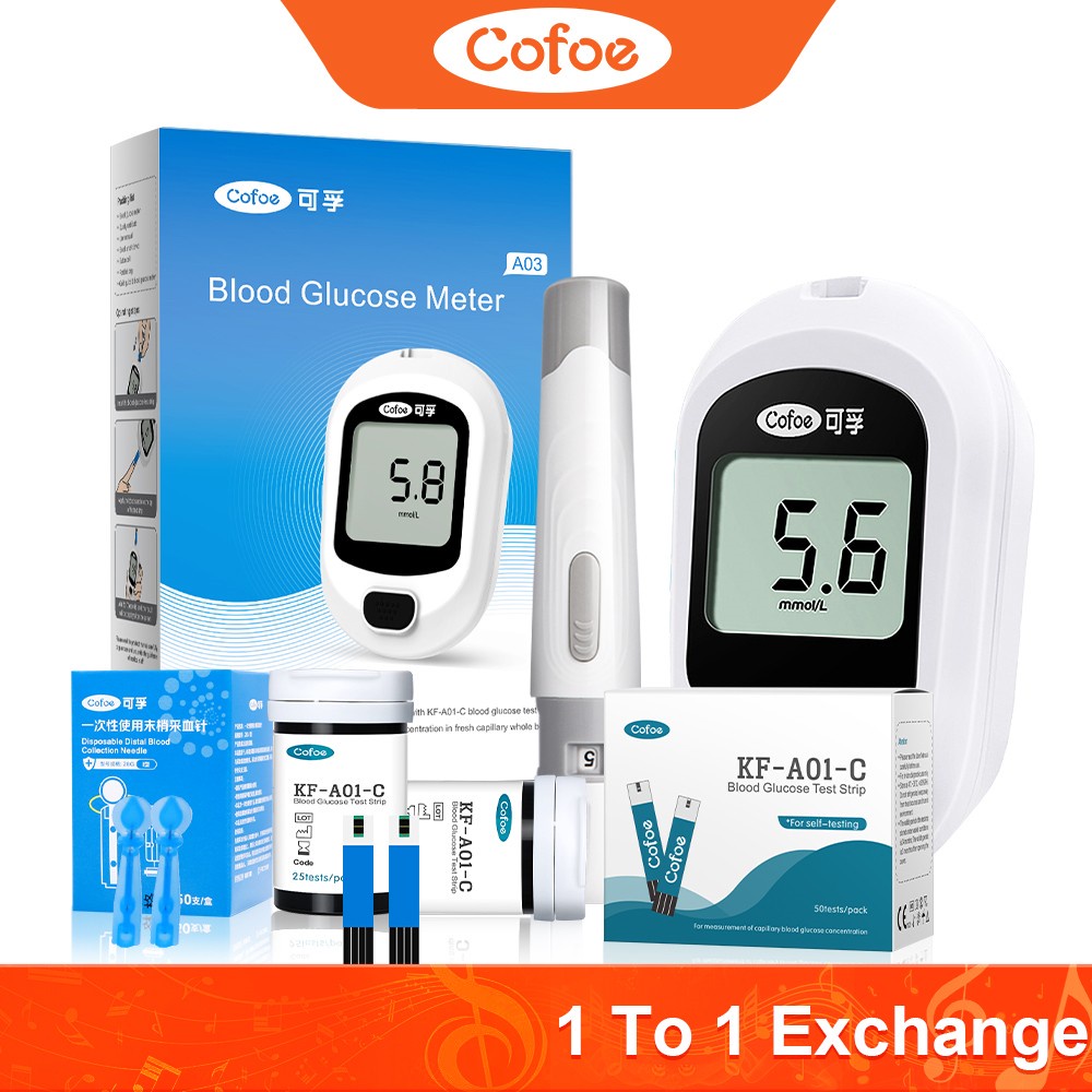 Cofoe Yice Blood Glucose Meter Glucometer Diabetes Blood Sugar Test Kit ...