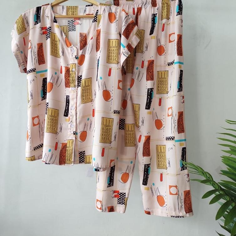 Attractive BUSUI BUTTON PAJAMAS | Rayon V-NECK PAJAMAS | Busui Pajamas ...