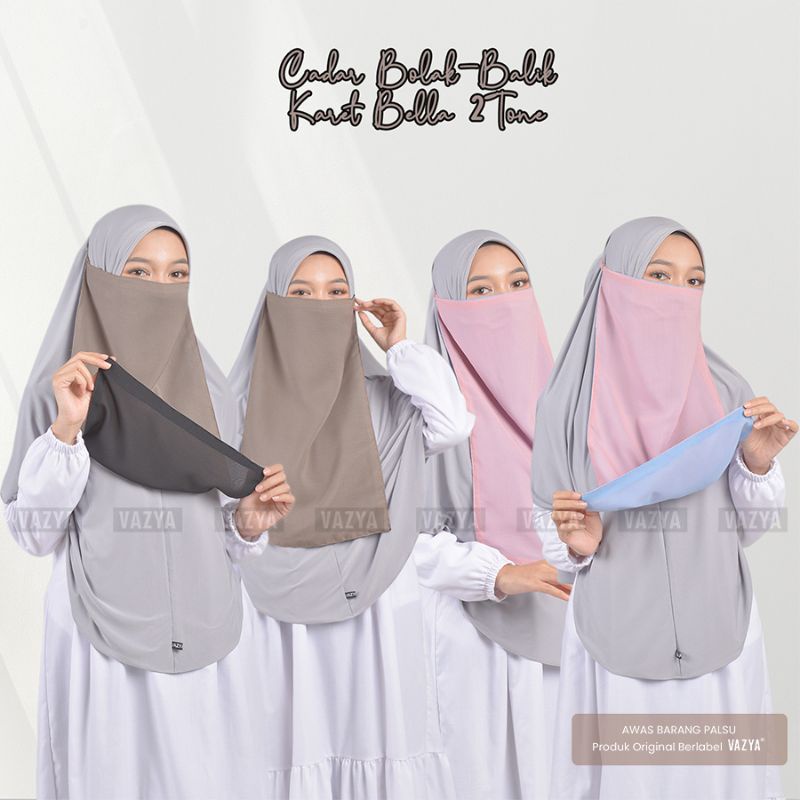 Niqab Back And Forth 2-Tone Bella Rubber Pleated Veil | Shopee Philippines