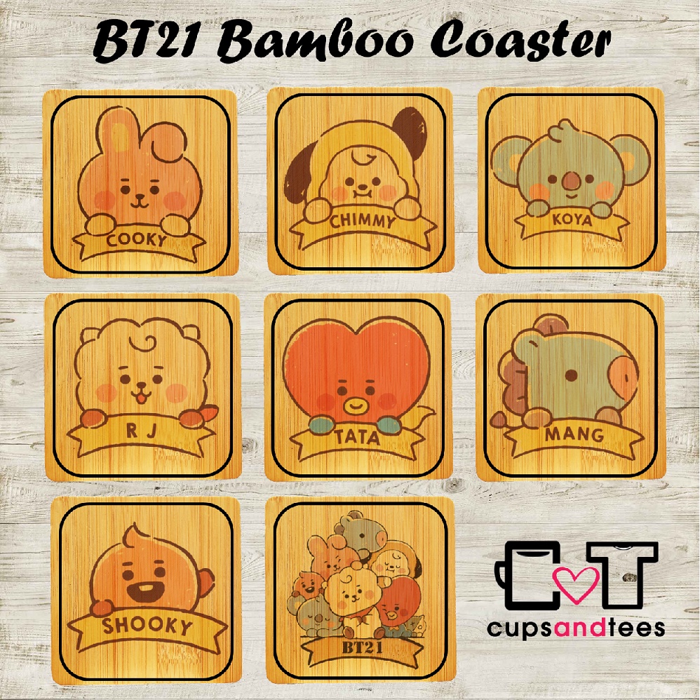 Personalized BTS BT21 Bamboo Coaster | Shopee Philippines