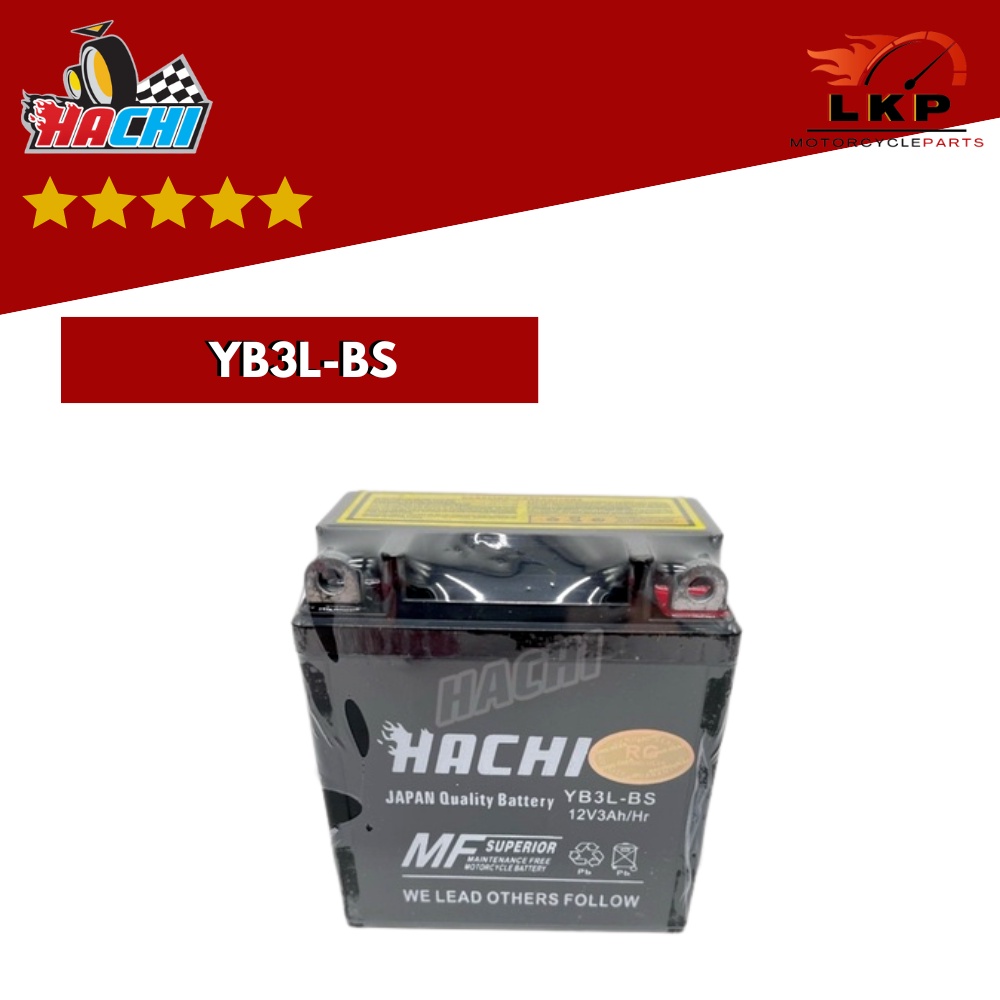 HACHI MOTORCYCLE BATTERY YB2.5L-BS / YB3L-BS / YTX4L-BS / 12N5L-BS / YTX5L-BS / 12N6.5L-BS ...