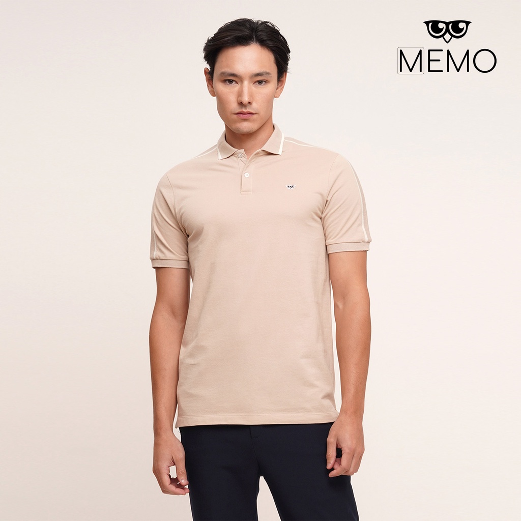 Memo Polo With Contrast Tipping For Men (Brown/Navy Blue) | Shopee ...