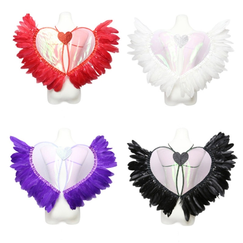 Time Heart Angel Wings Costumes Fairy Wings for Kids-Adults Feather ...
