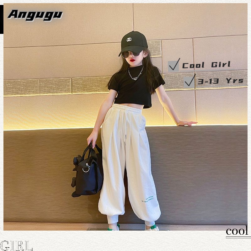 Angugu Girl's 2PCS (top + Pants) Korean Version Girl's Suit Solid Color ...