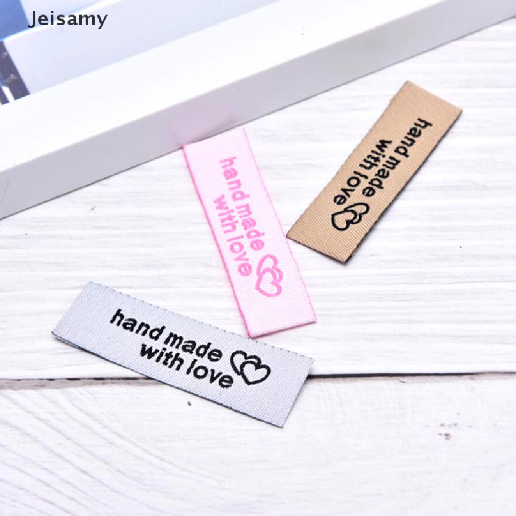 [Jei] 50Pcs Handmade Fabric Labels Embroidery Printed Tags DIY Sewing ...