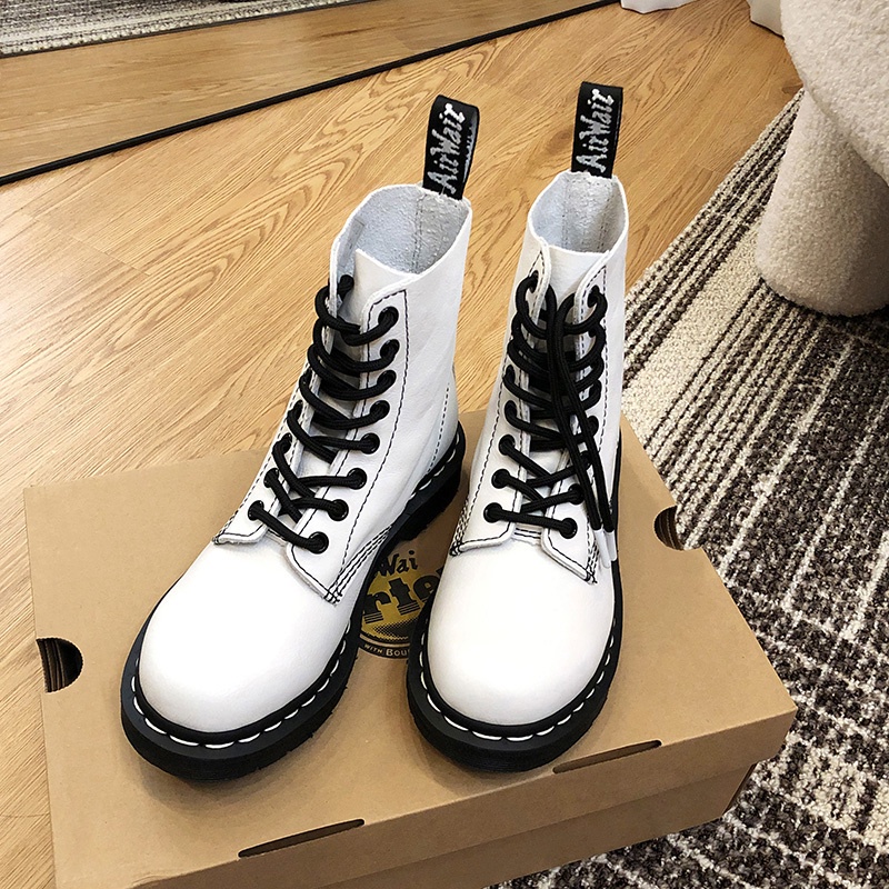 MartinAngel Men and Women White High-top Thick Bottom 8-hole1460 Pascal ...