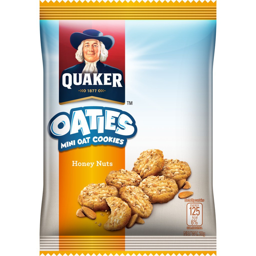 Quaker Oaties Mini Oats Cookies Honey Nuts 28g | Shopee Philippines